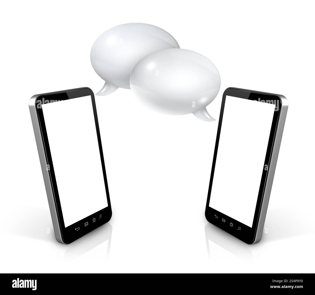 3D Speech bubbles and mobile phones. Communication and technology ...