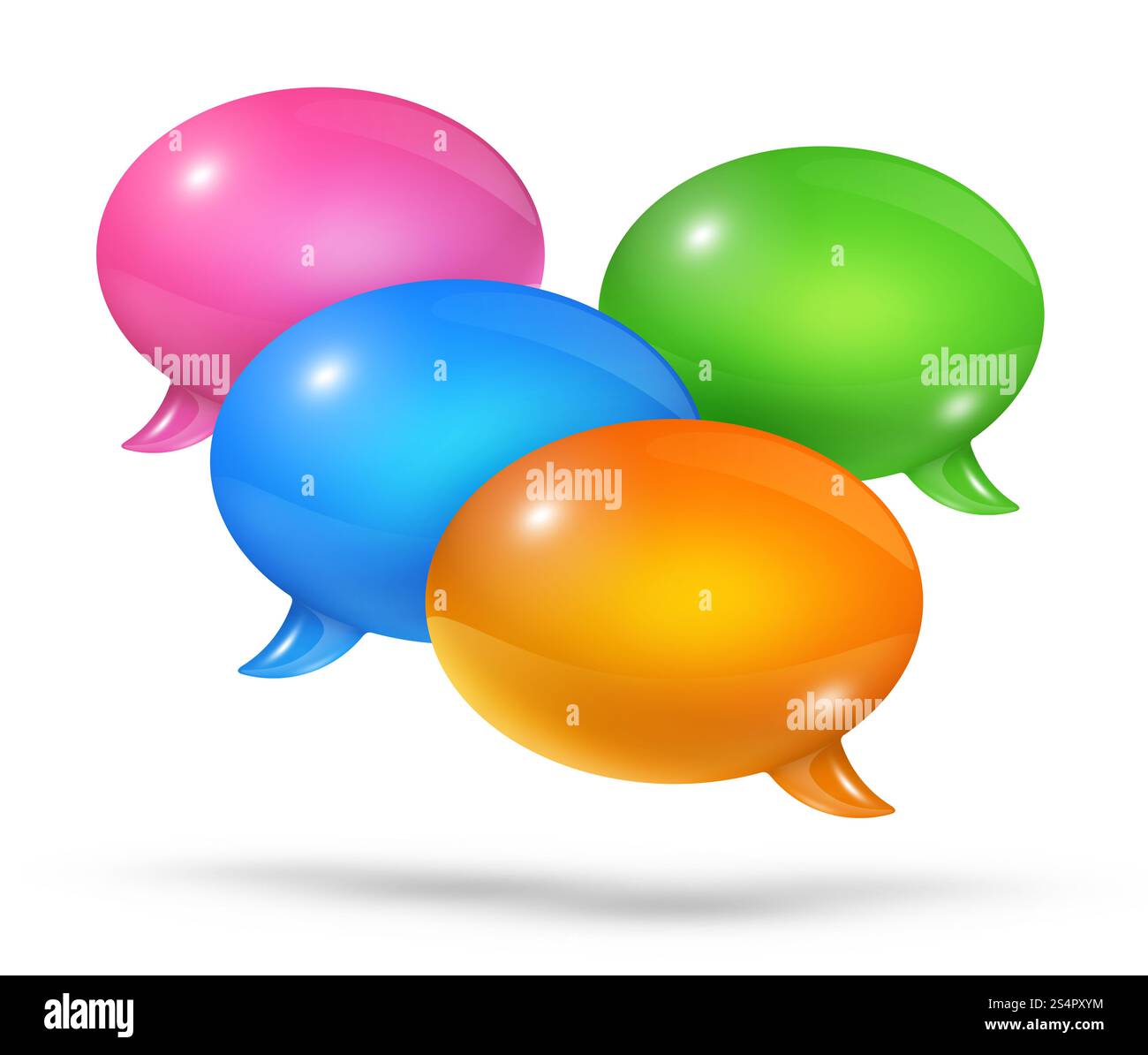 3D group of colored speech bubbles isolated on white. Group of speech ...