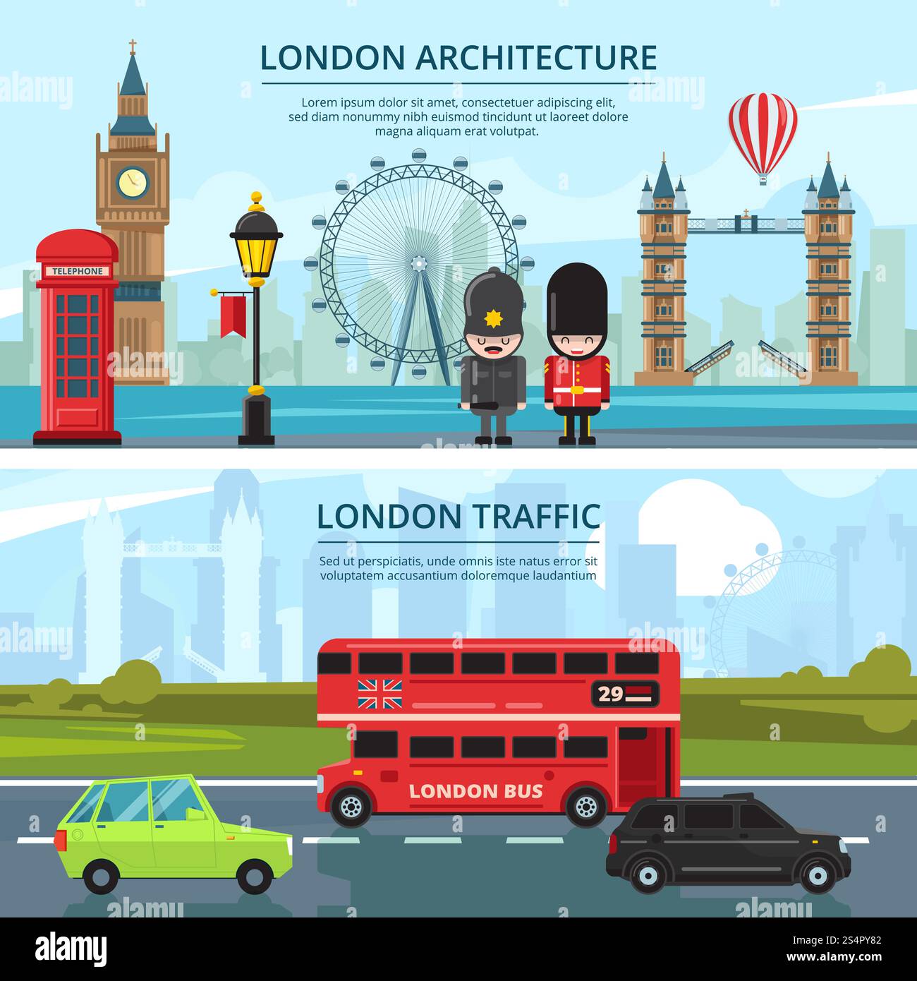 Urban landscape of london. Vector banners set. City london landscape ...