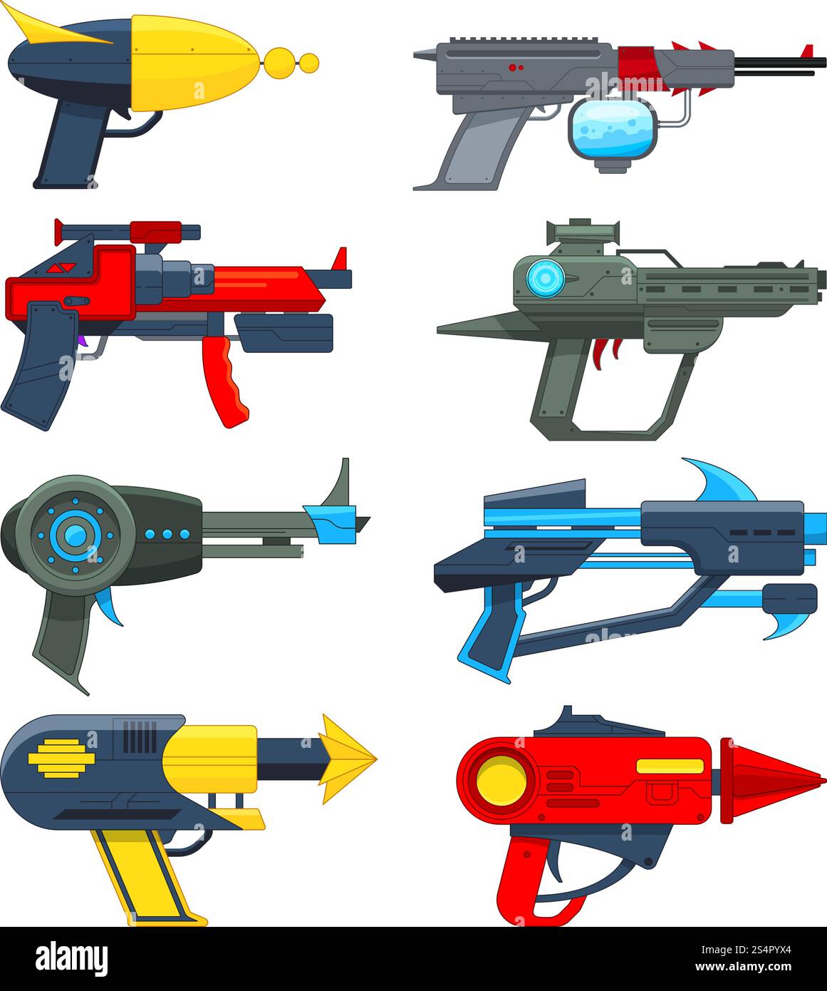 Different futuristic weapons. Shooting guns for video games. Gun pistol ...