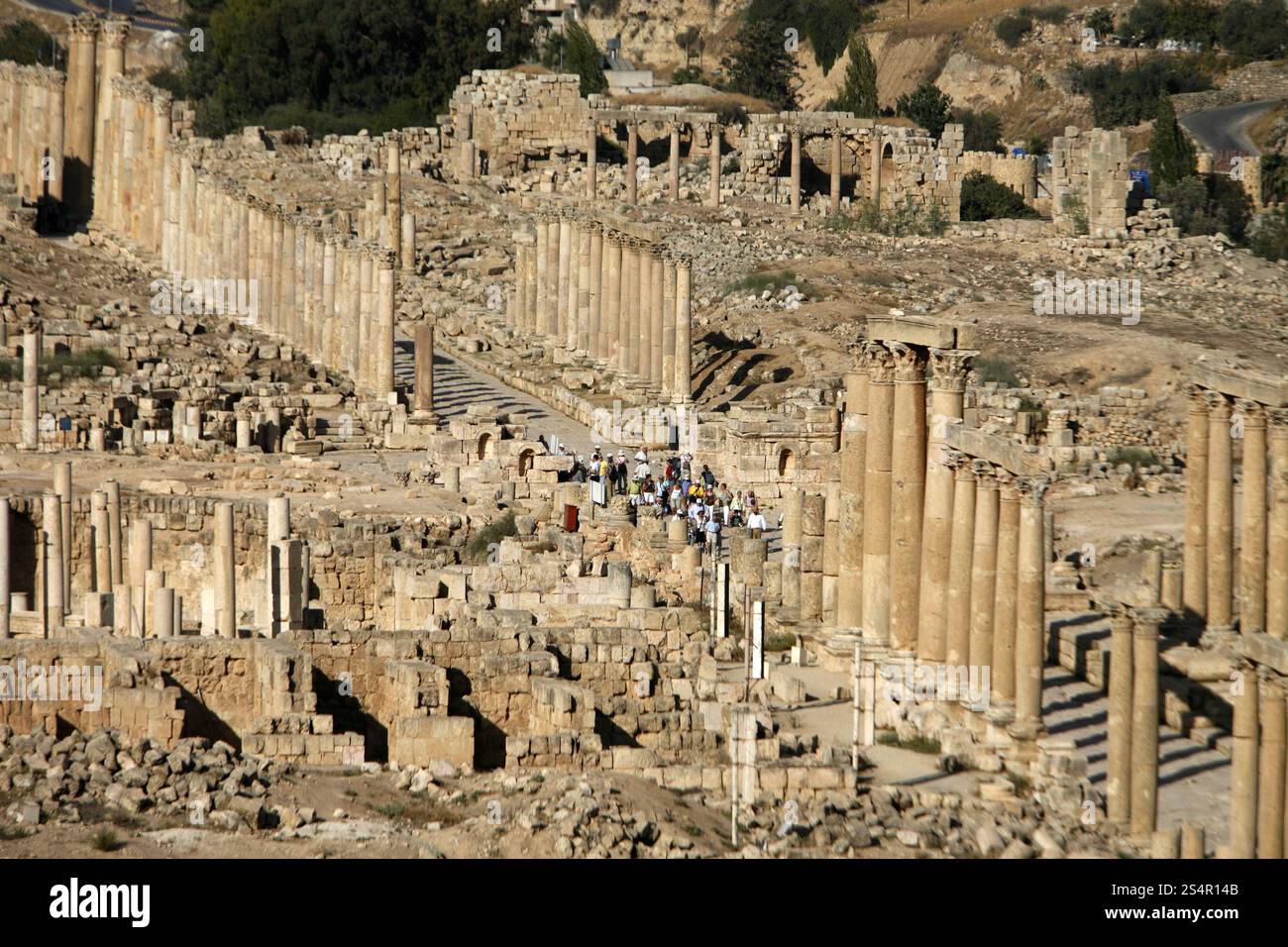 the Roman Ruins of Jerash in the north of Amann in Jordan in the middle ...