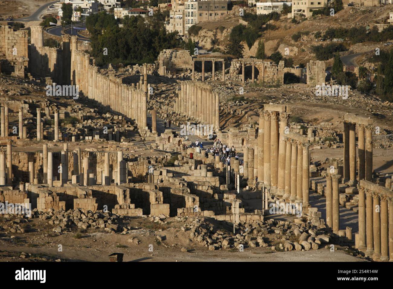 the Roman Ruins of Jerash in the north of Amann in Jordan in the middle ...