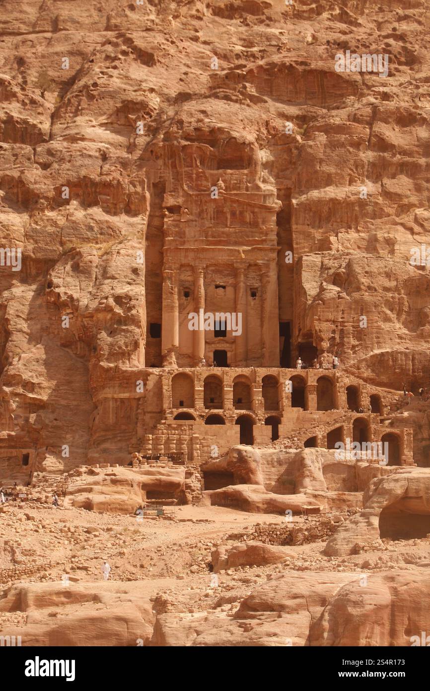 the Royal Tombs in the Temple city of Petra in Jordan in the middle ...