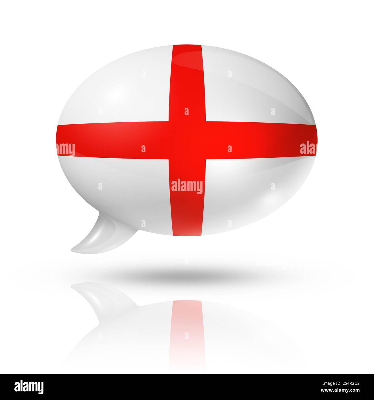 three dimensional England flag in a speech bubble isolated on white ...