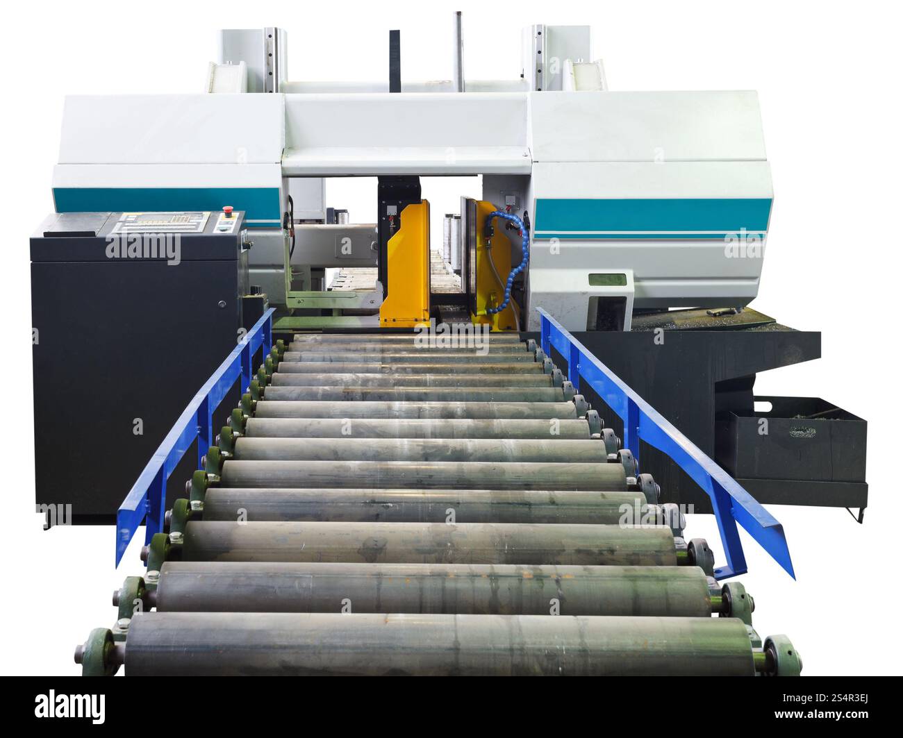 two-column band saw cutting machine for vertical cuts isolated on white ...