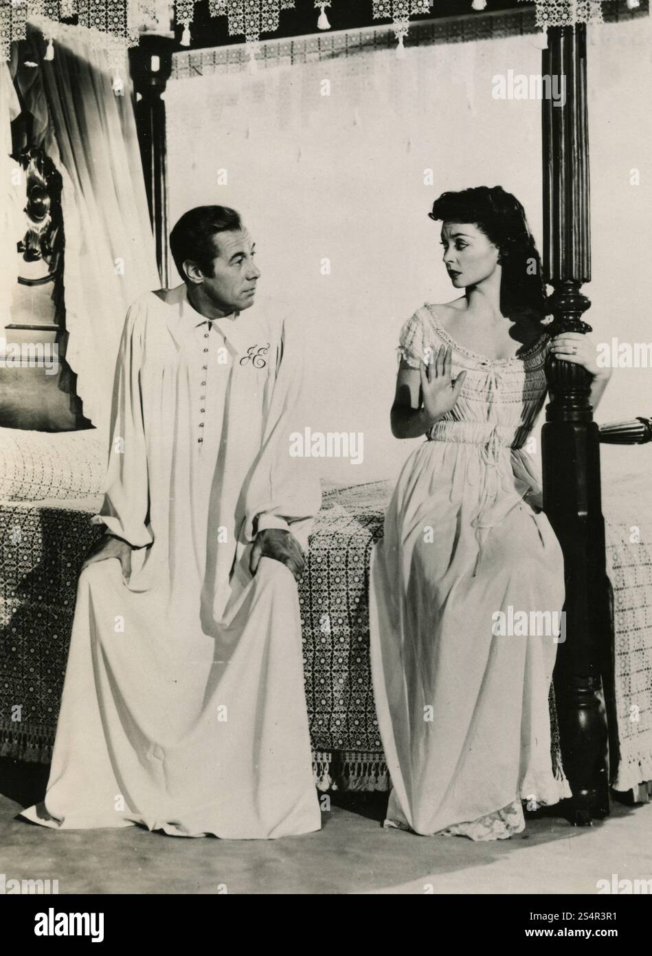 Actors Rex Harrison and Lilli Palmer in the movie The Four Poster, USA ...