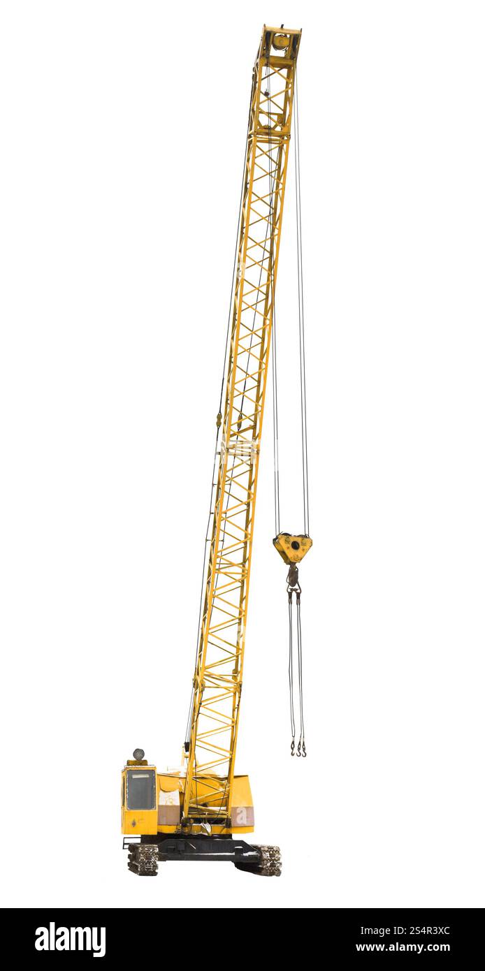 mobile yellow crawler crane isolated on white background Stock Photo ...