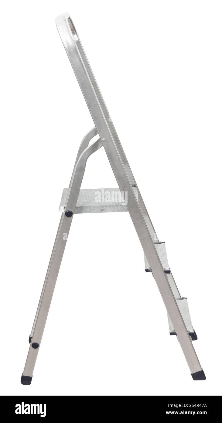 short metal ladder isolated on white background Stock Photo - Alamy