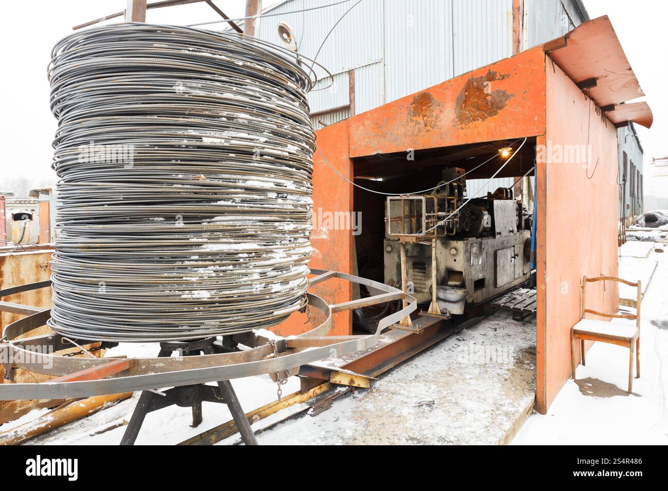 steel bar and reinforcing steel cutting and bender machine in outdoor ...