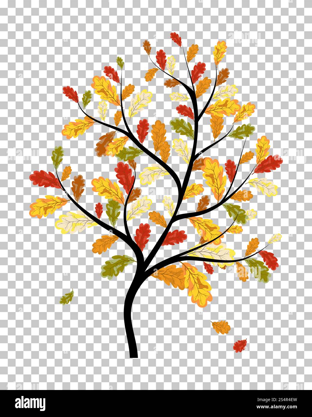 Falling maple leaves with transparency grid on back. Vector ...