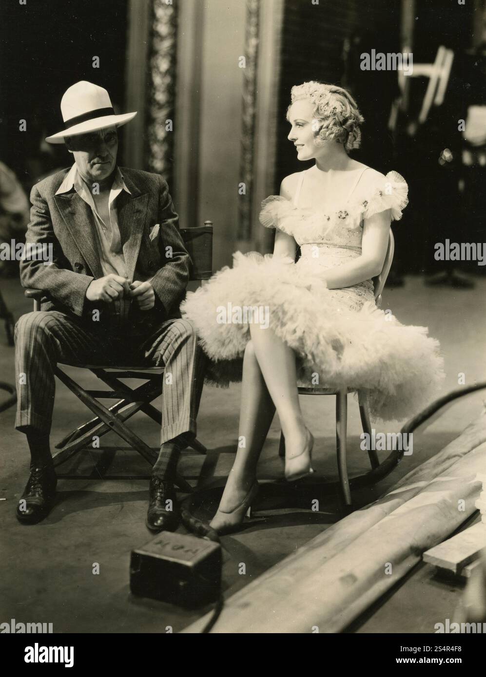 Actress Madge Evans and film director Willard Mack while filming the ...