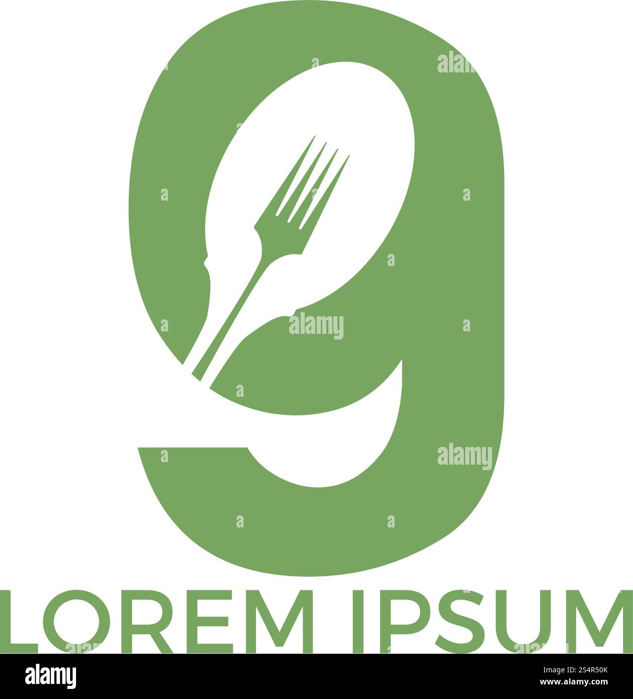 Letter G food logo vector illustration template. Spoon with letter G ...