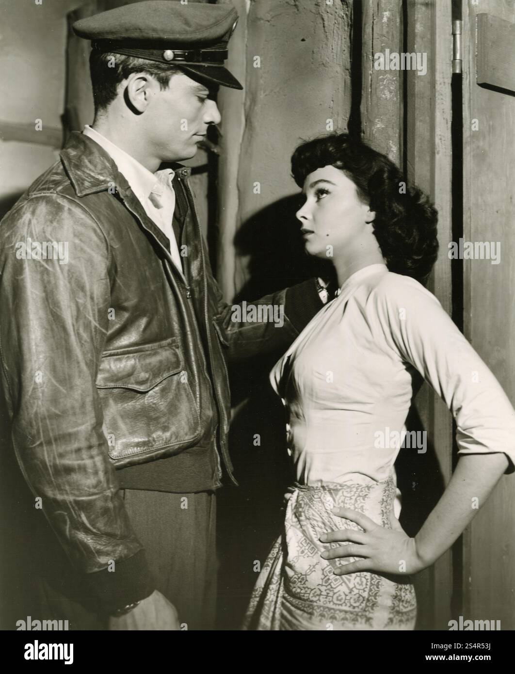Actors John Ireland and Marla English in the movie Hell's Horizon, USA ...