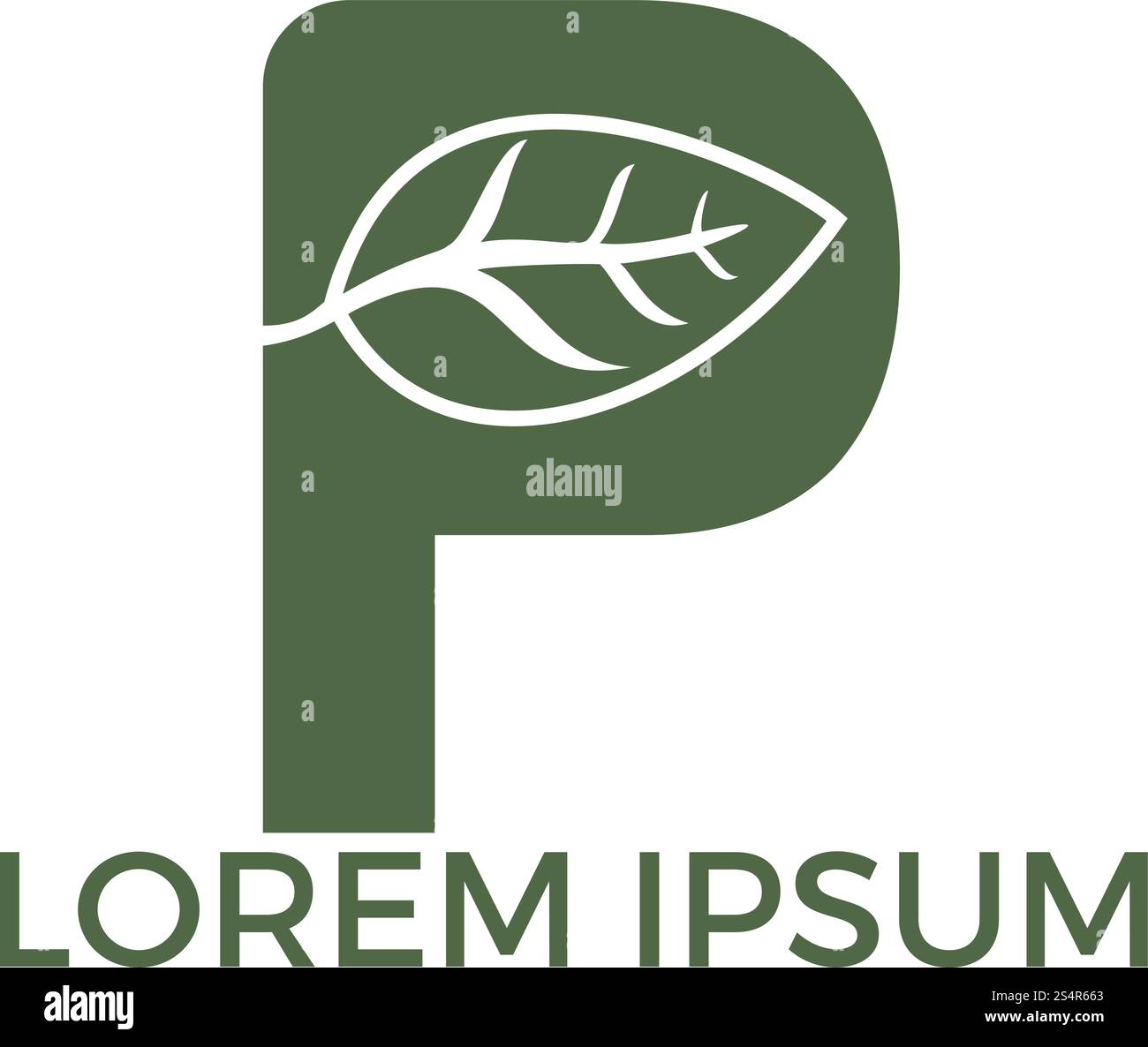 Letter P with leaf logo template vector. Green initial P logo design ...