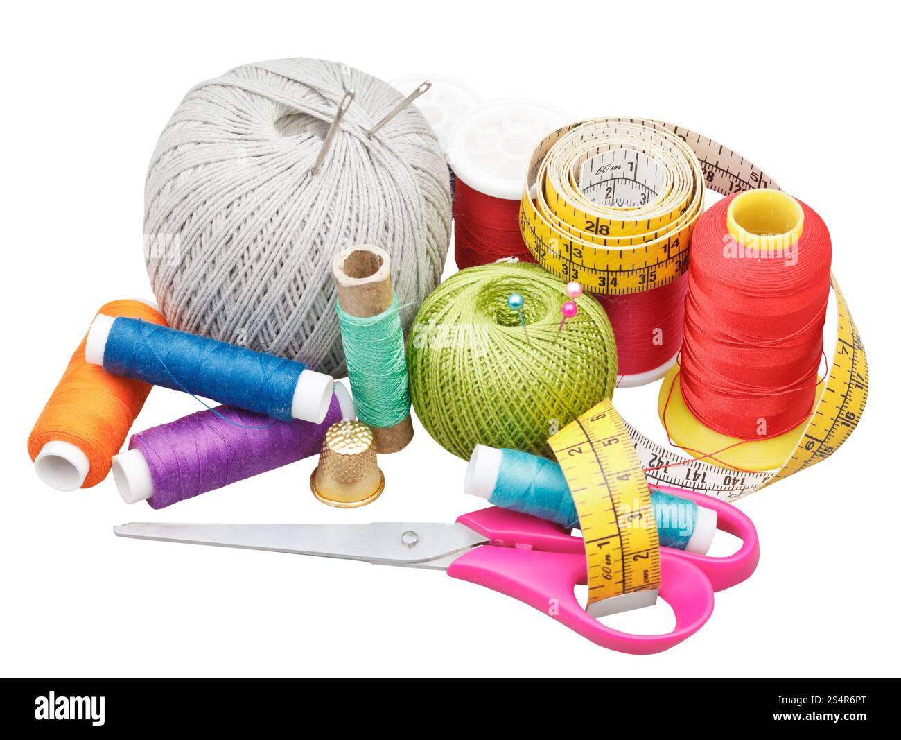 kit of sewing objects isolated on white background Stock Photo - Alamy