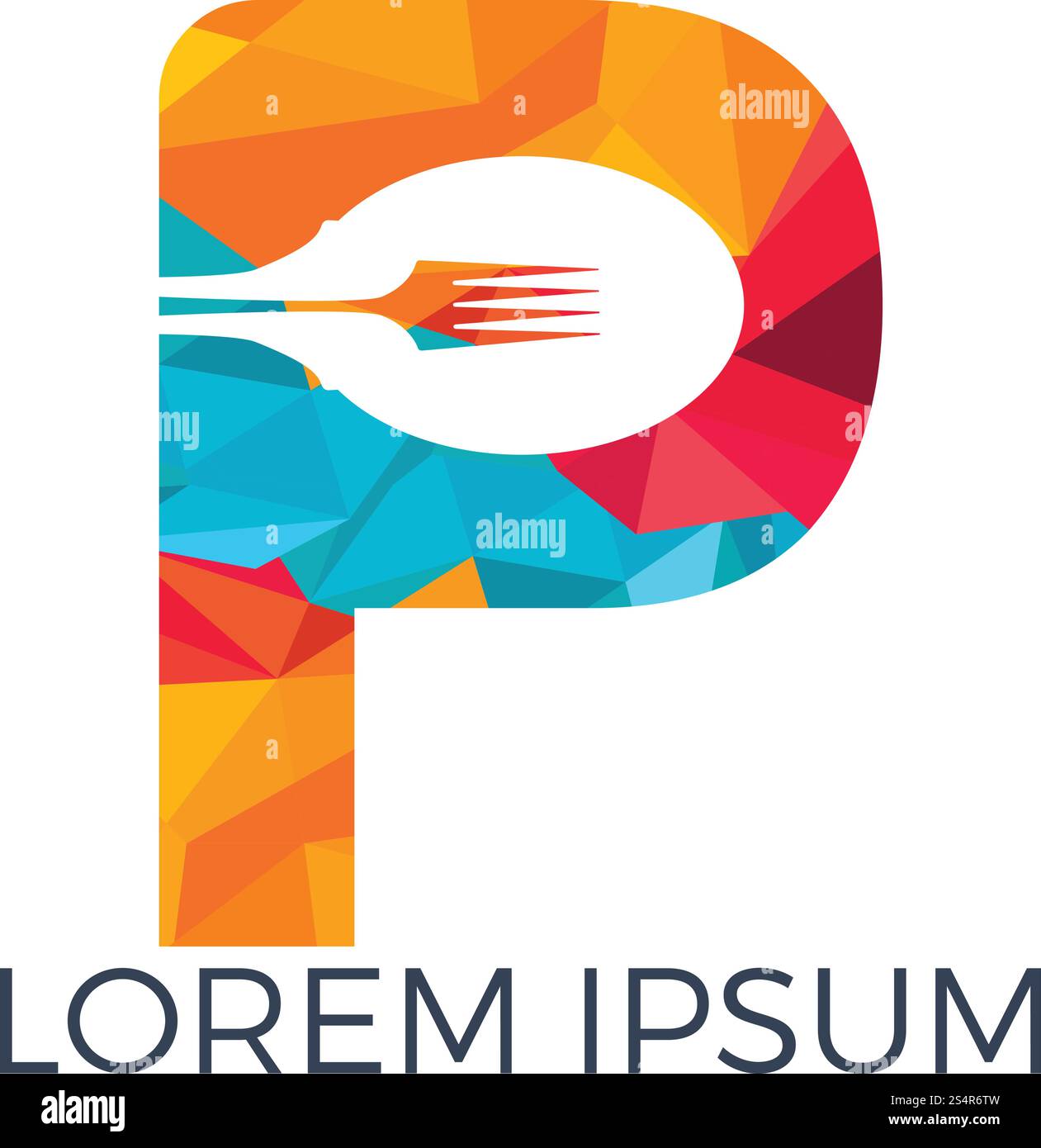Letter P food logo vector illustration template. Spoon with letter P ...