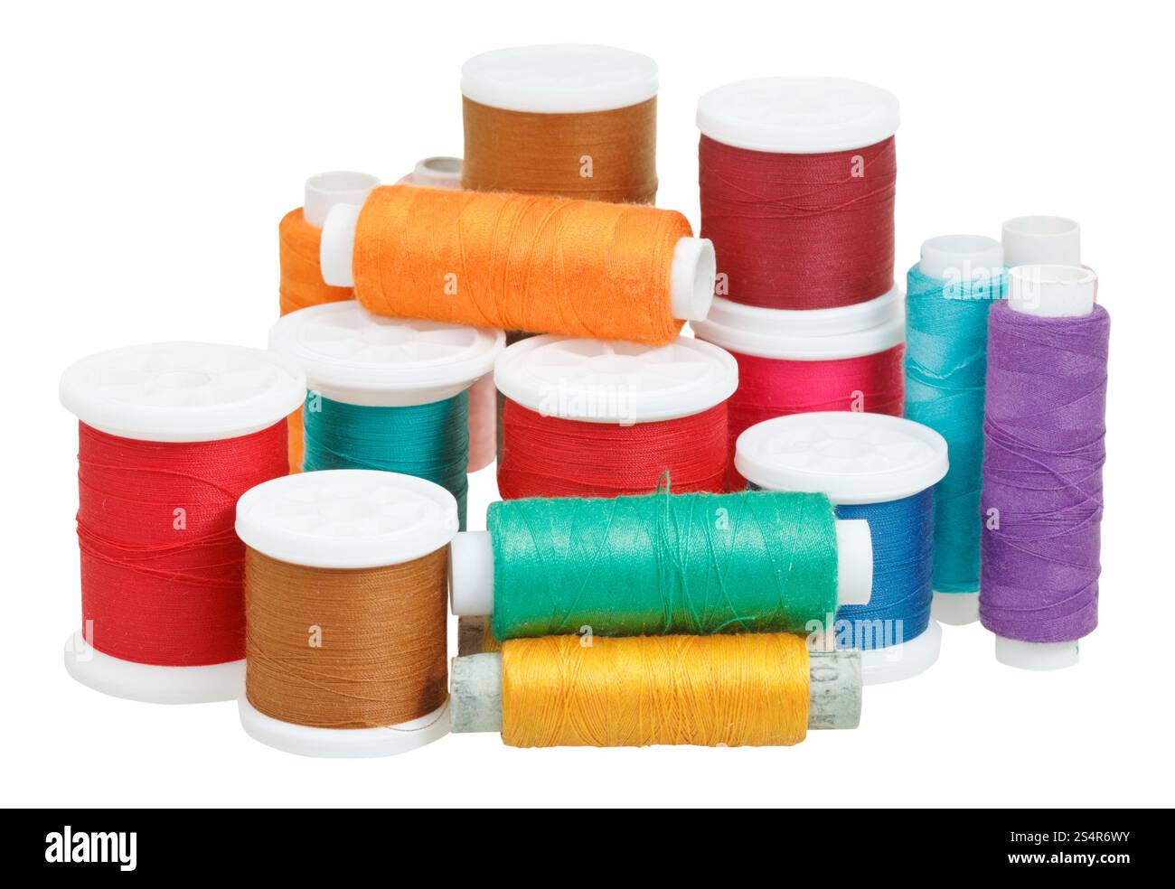 multicolored thread bobbins isolated on white background Stock Photo ...