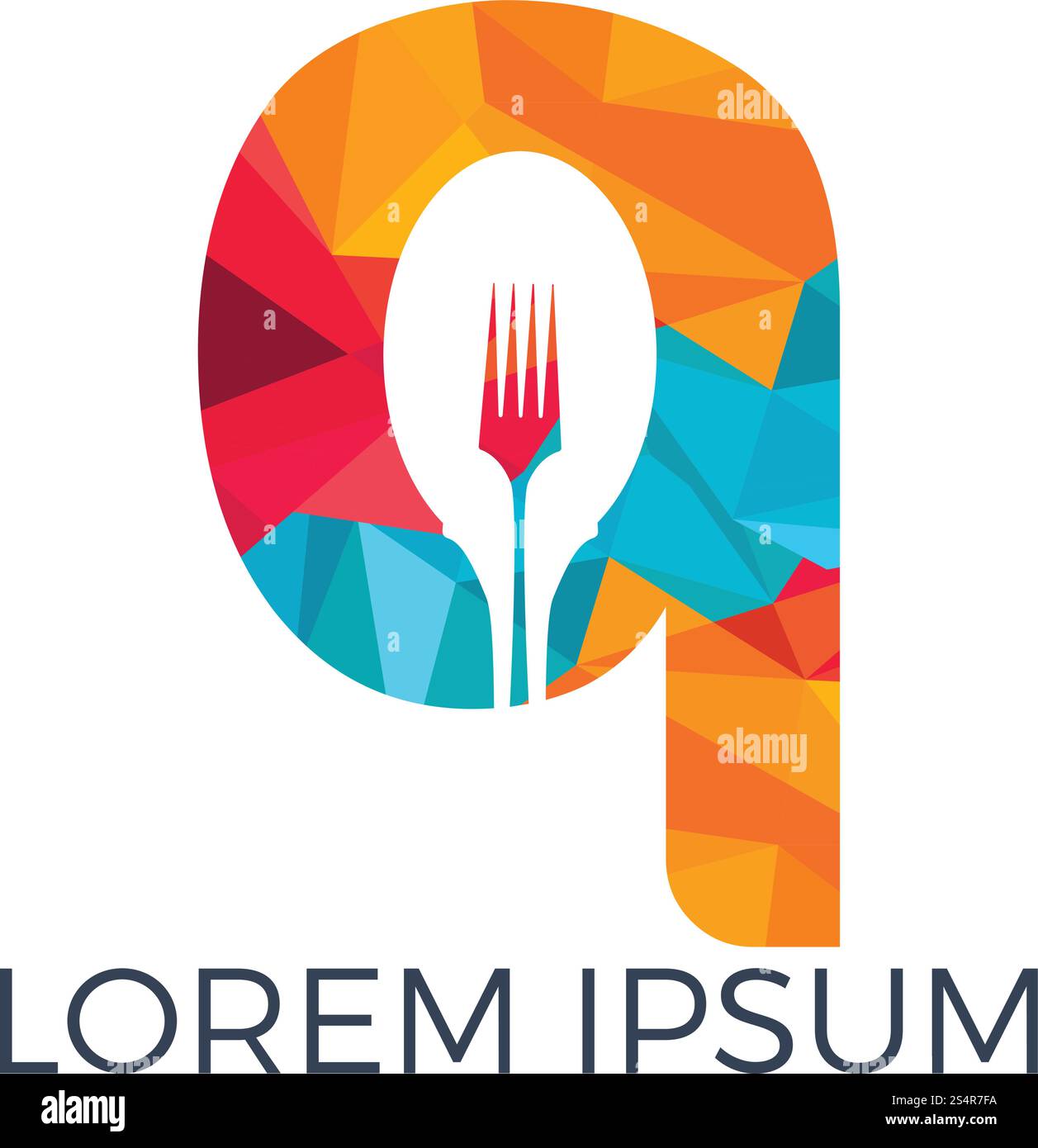 Letter Q food logo vector illustration template. Spoon with letter Q ...