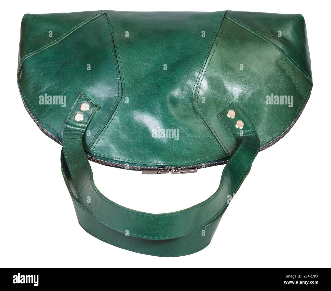green leather handbag isolated on white background Stock Photo - Alamy