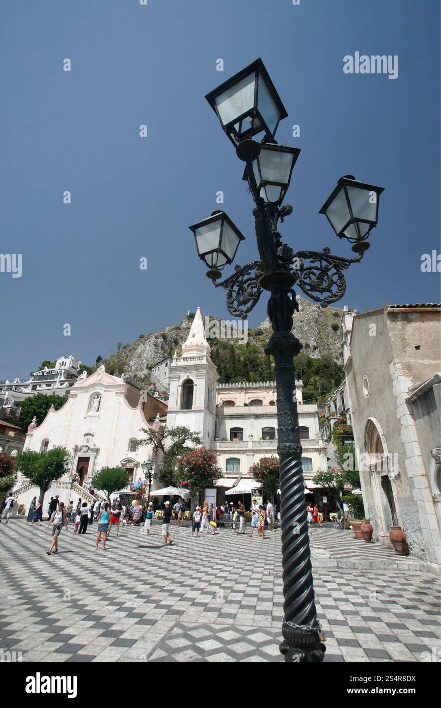 The old Town of Taormina in Sicily in south Italy in Europe Stock Photo ...