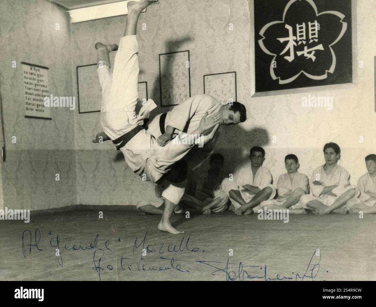 Judo match at the martial arts school, Italy 1970s Stock Photo - Alamy