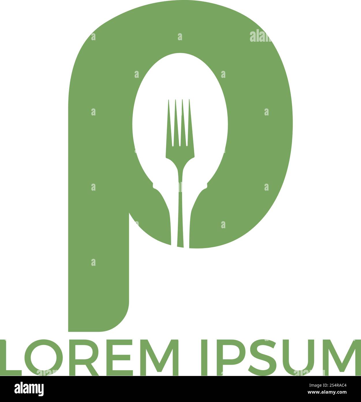 Letter P food logo vector illustration template. Spoon with letter P ...