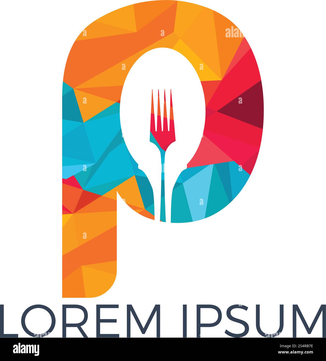 Letter P food logo vector illustration template. Spoon with letter P ...