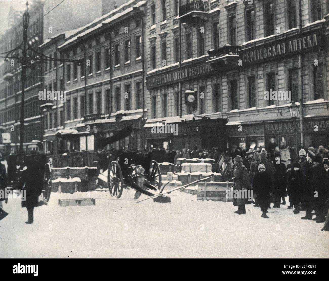 Barricade in Saint Petersburg during the Russian Revolution, Russia ...
