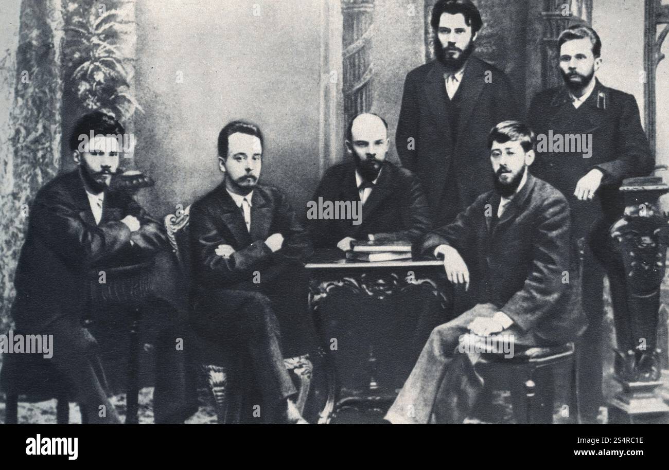 Russian revolutionary leader Lenin (center) with other conspirators in ...