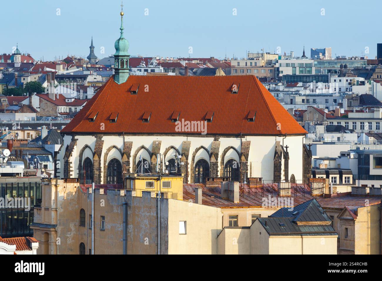 Prague City evening top view (Czech Republic). The top church of Our ...