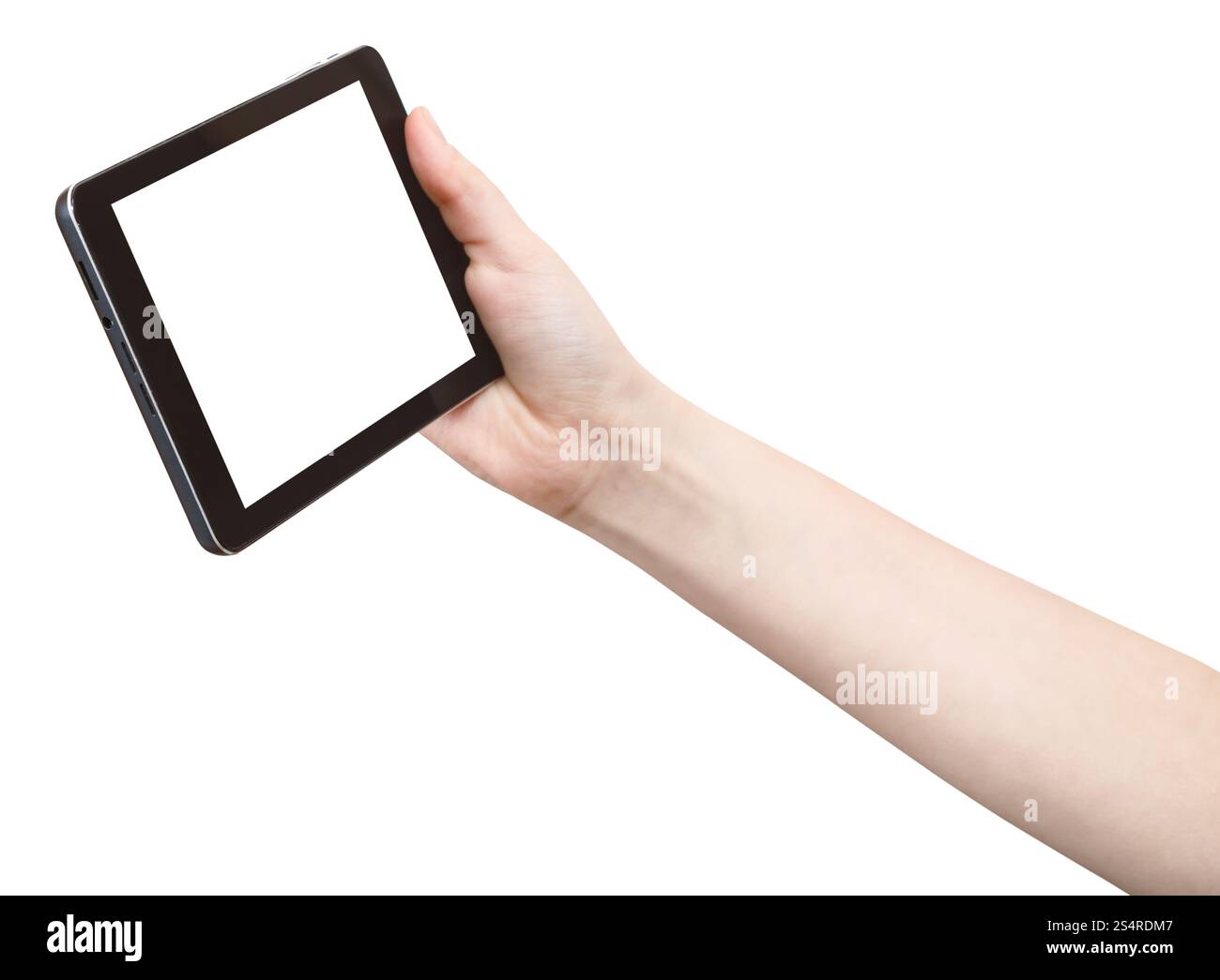 hand holds touchpad with cutout screen isolated on white background ...
