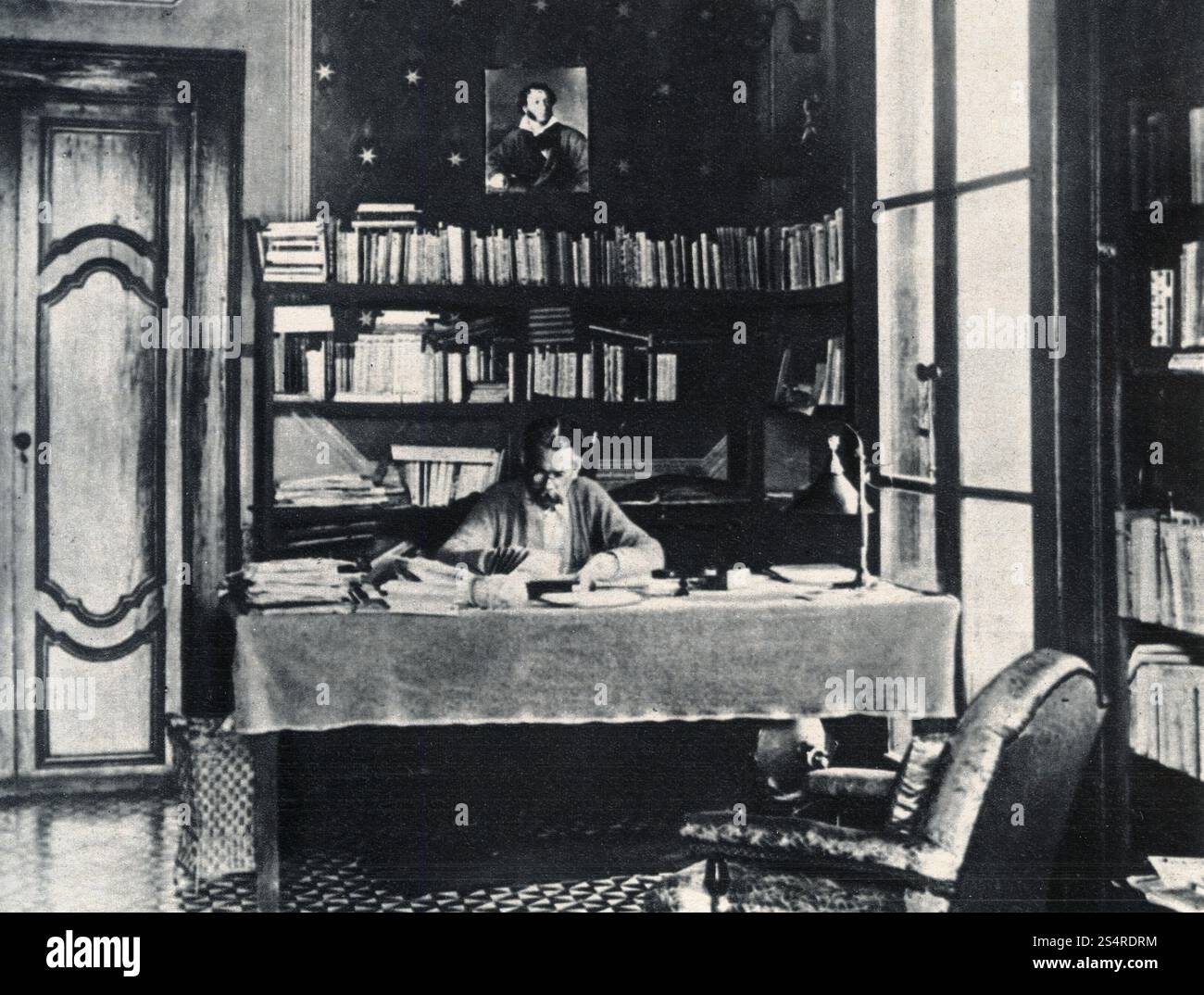 Russian Soviet novelist Maksim Gorkij in his studio, Russia 1917 Stock ...