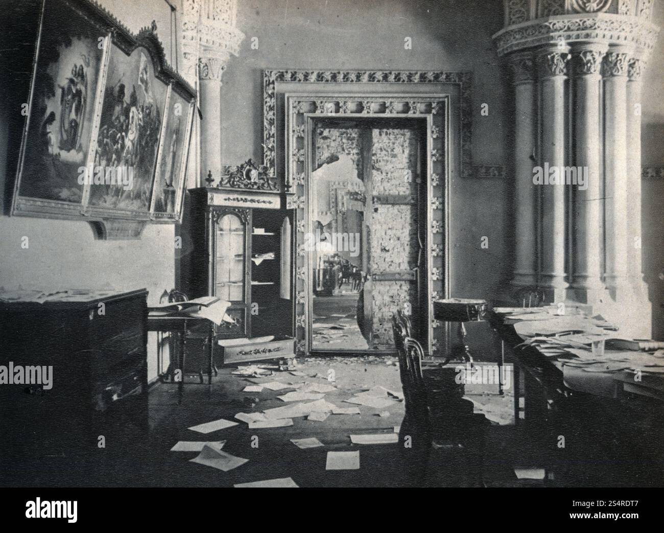 The Gothic Room at the Winter Palace after the uprising of the October ...