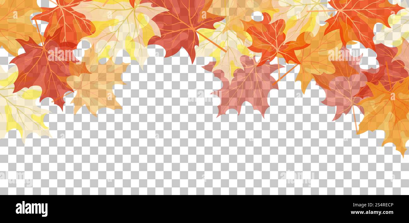 Falling maple leaves with transparency grid on back. Vector ...