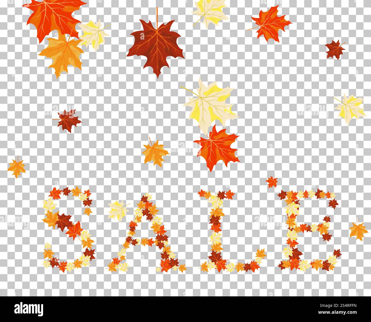 Falling maple leaves with transparency grid on back. Vector ...