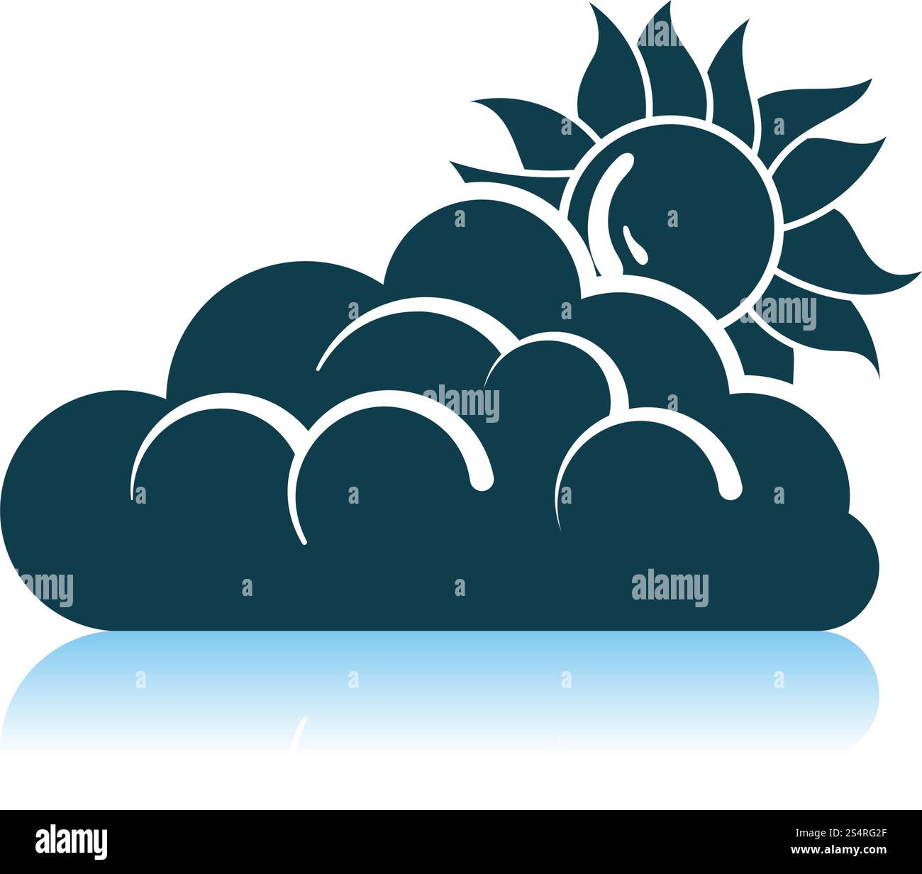 Sun Behind Clouds Icon. Shadow Reflection Design. Vector Illustration ...