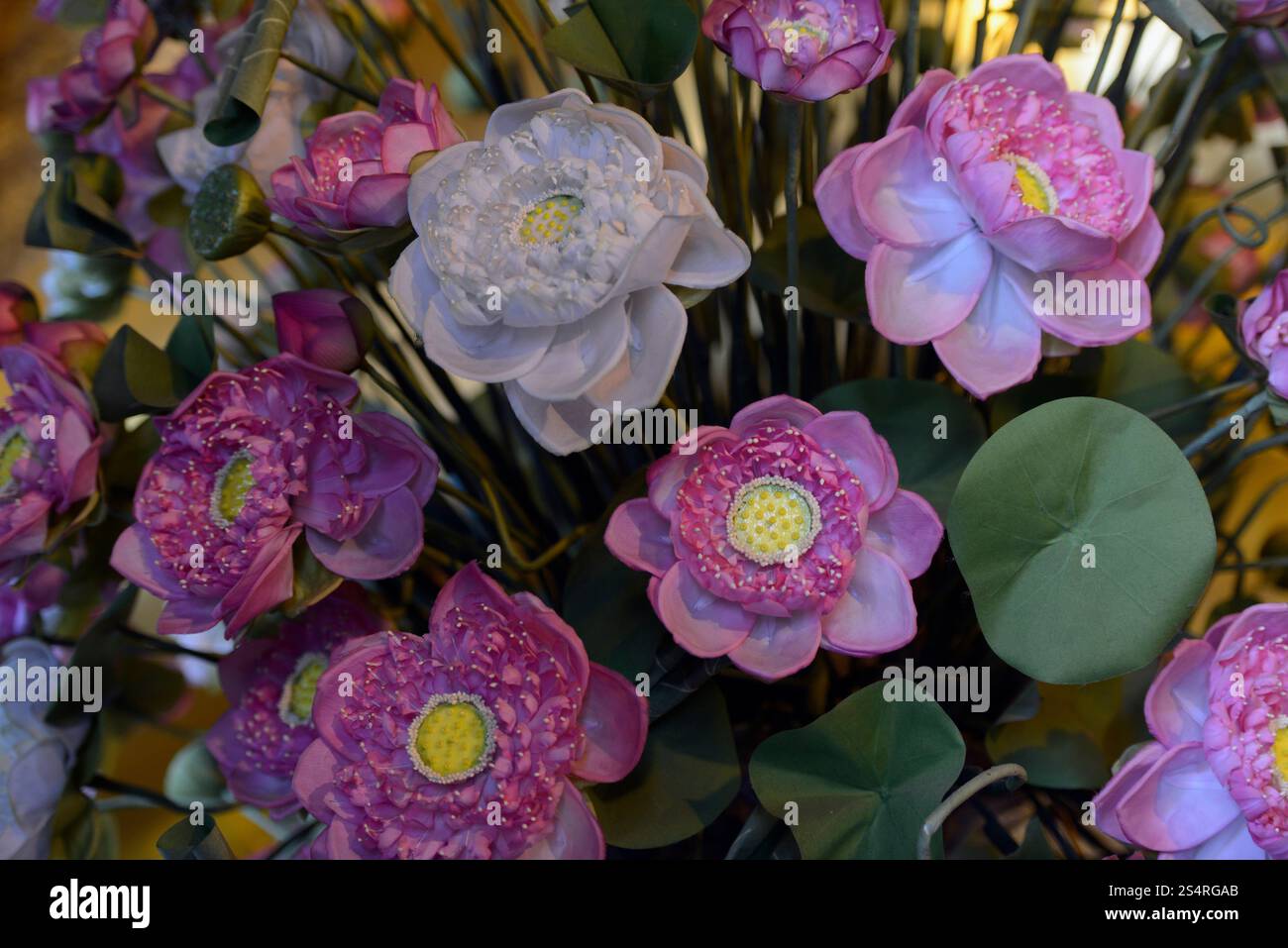flowers at the temple of Wat Pho in the city of Bangkok in Thailand in ...