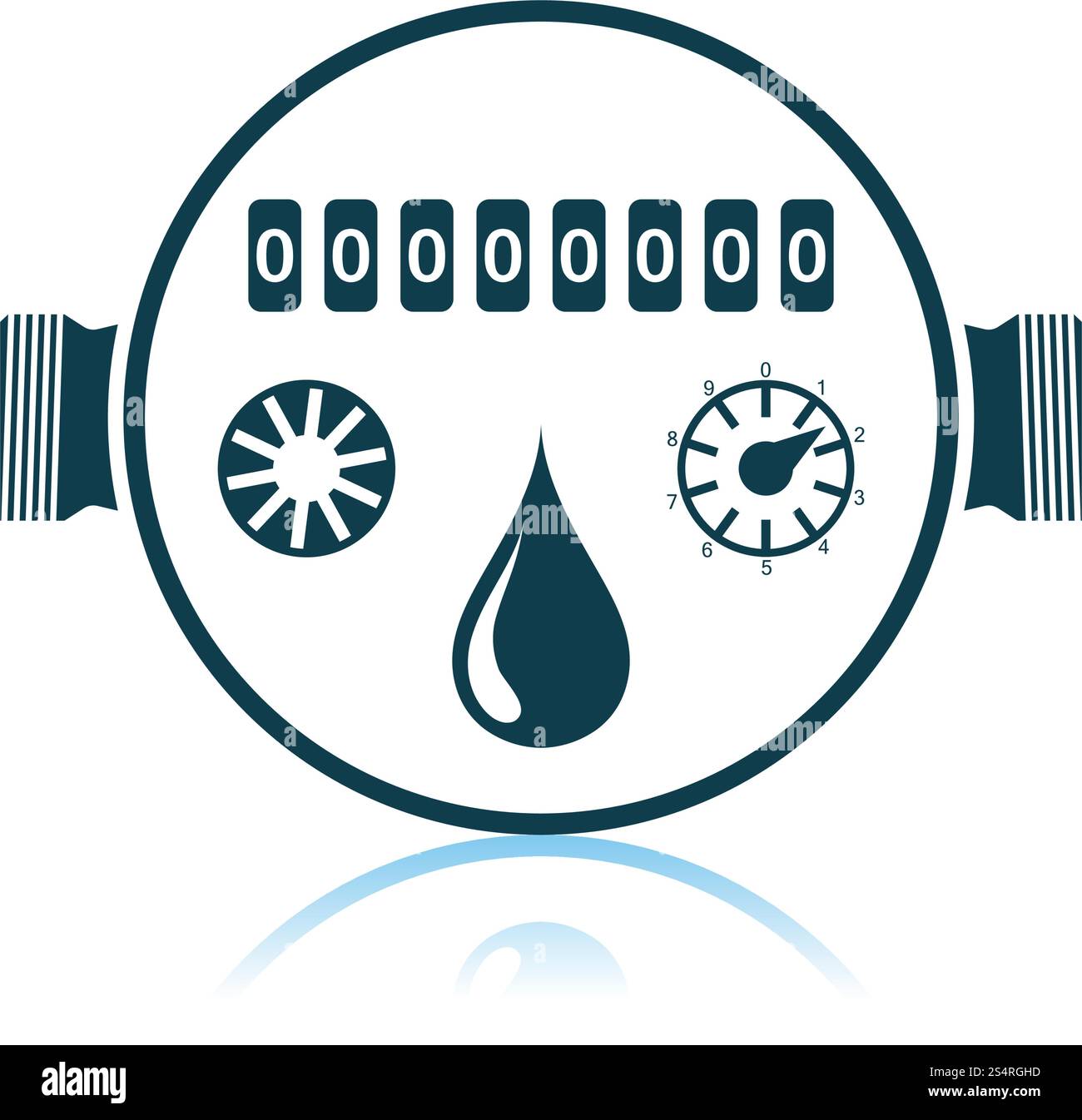 Water Meter Icon. Shadow Reflection Design. Vector Illustration Stock ...