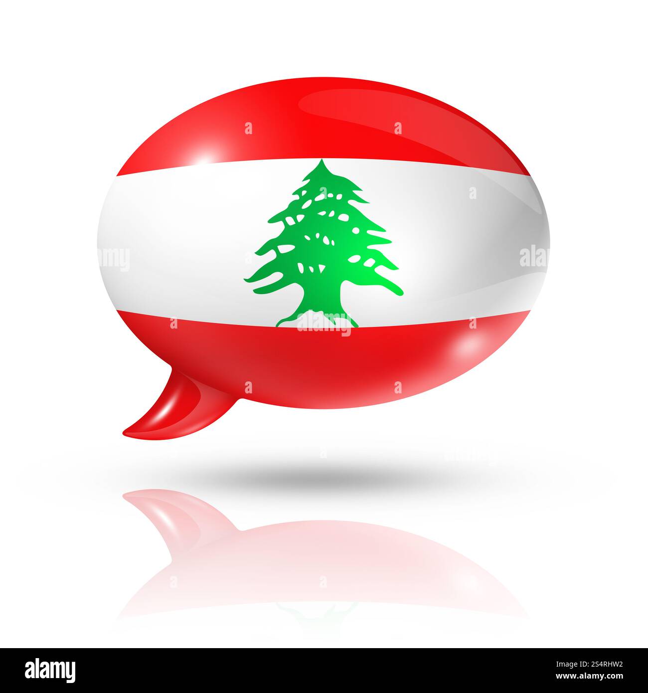 three dimensional Lebanon flag in a speech bubble isolated on white ...