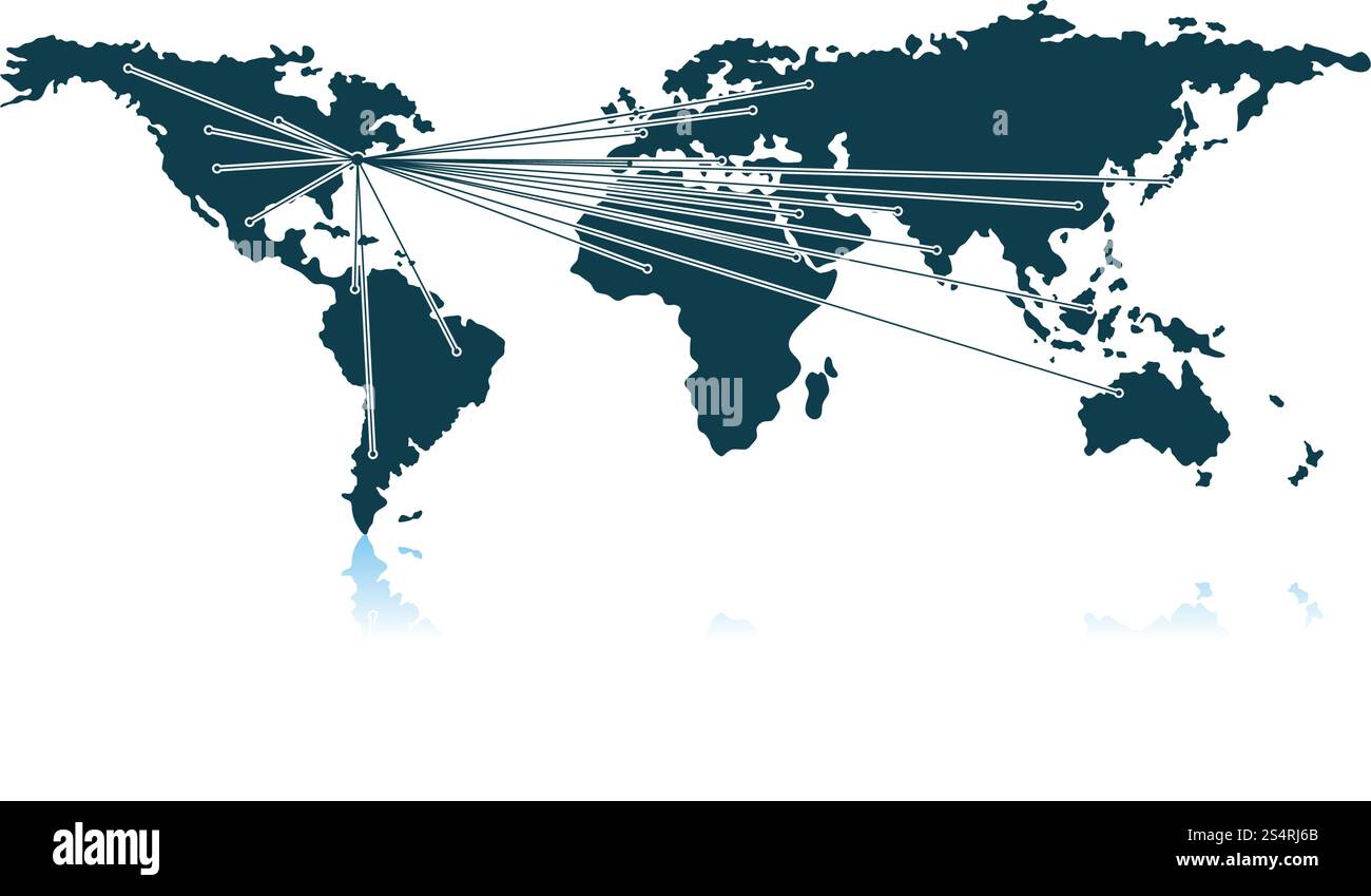 Map With Directions To All Part Of The World. Shadow Reflection Design ...