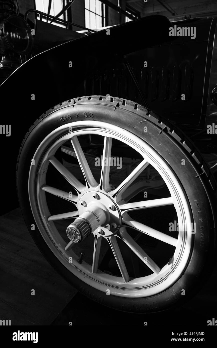 Wheel and tire detail of a 1904 Ford Model B Tonneau on display at the ...