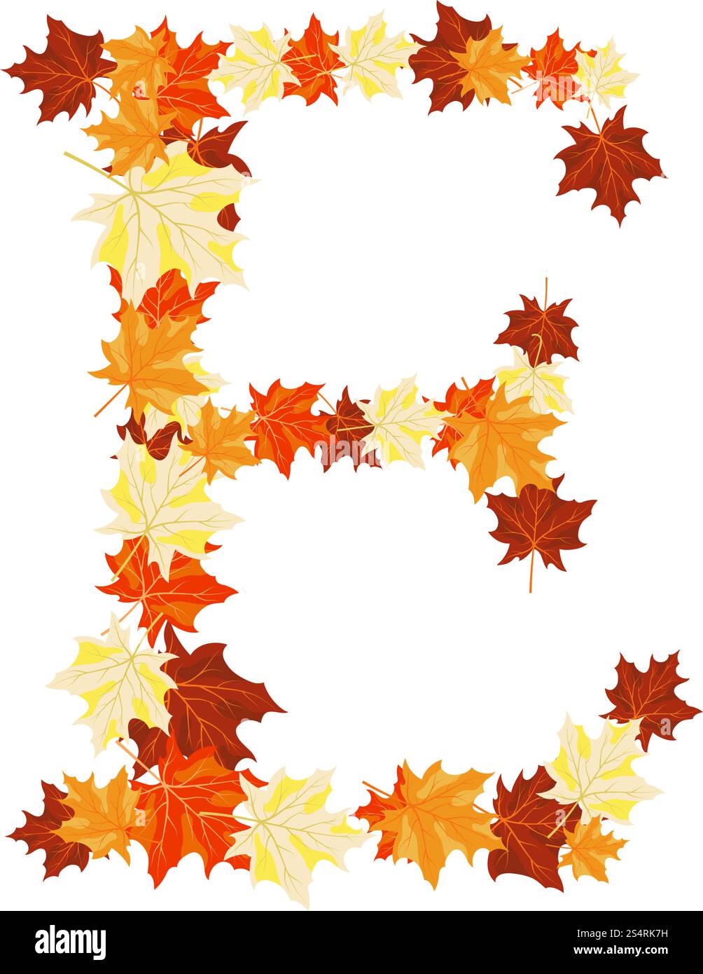 Autumn Maples Leaves Letter. Golden Fall Design. Vector illustration ...