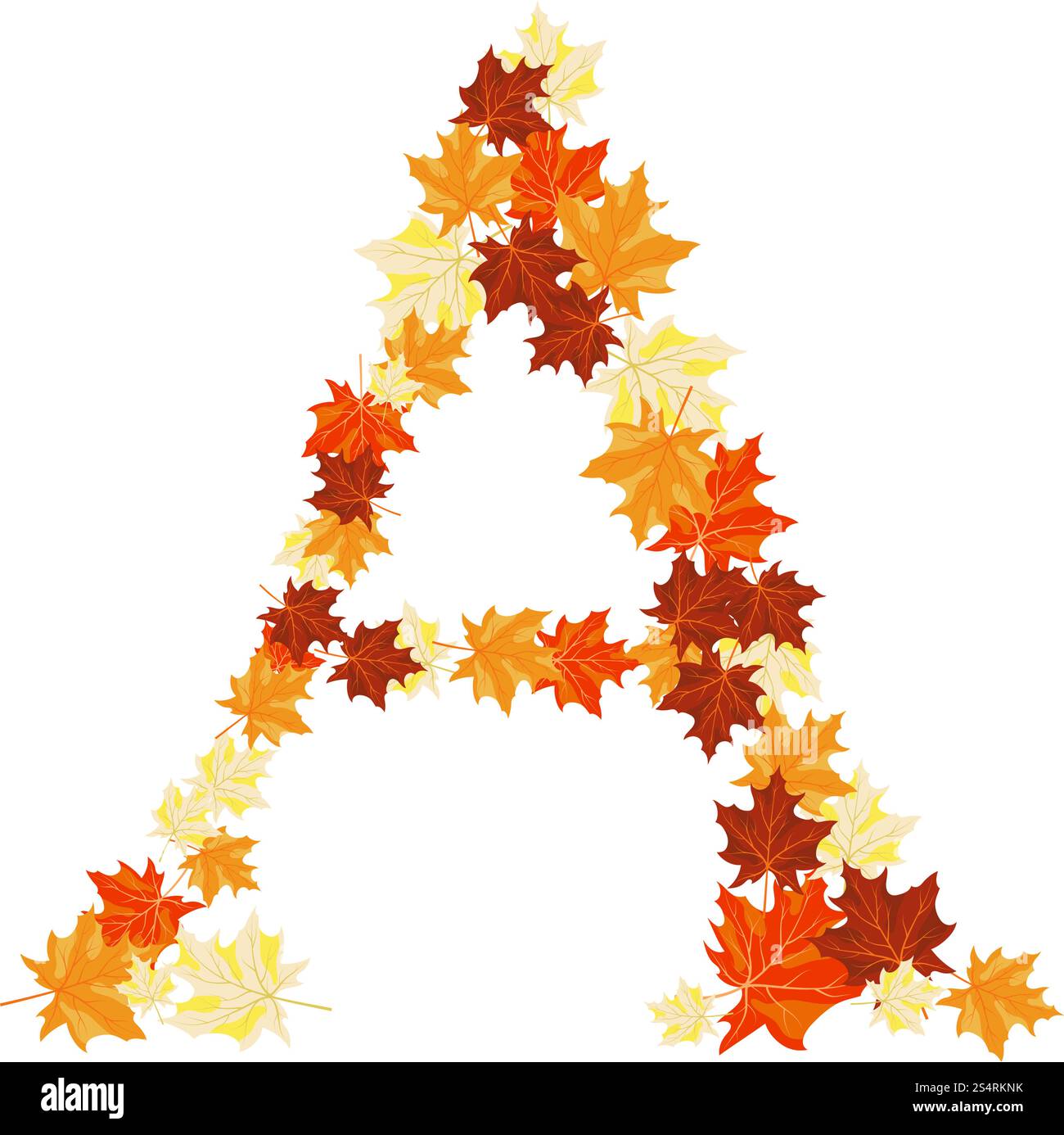 Autumn Maples Leaves Letter. Golden Fall Design. Vector illustration ...