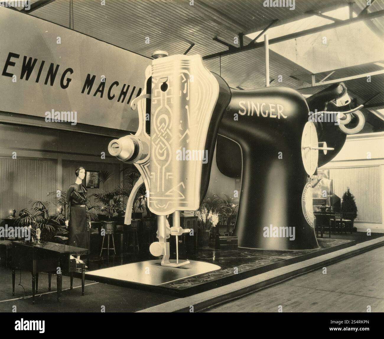 Singer sewing machine stand at an Exhibit in Toronto, Canada 1930s ...