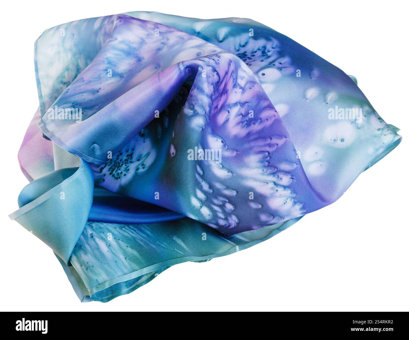 silk scarf painted by blue batik isolated on white background Stock ...