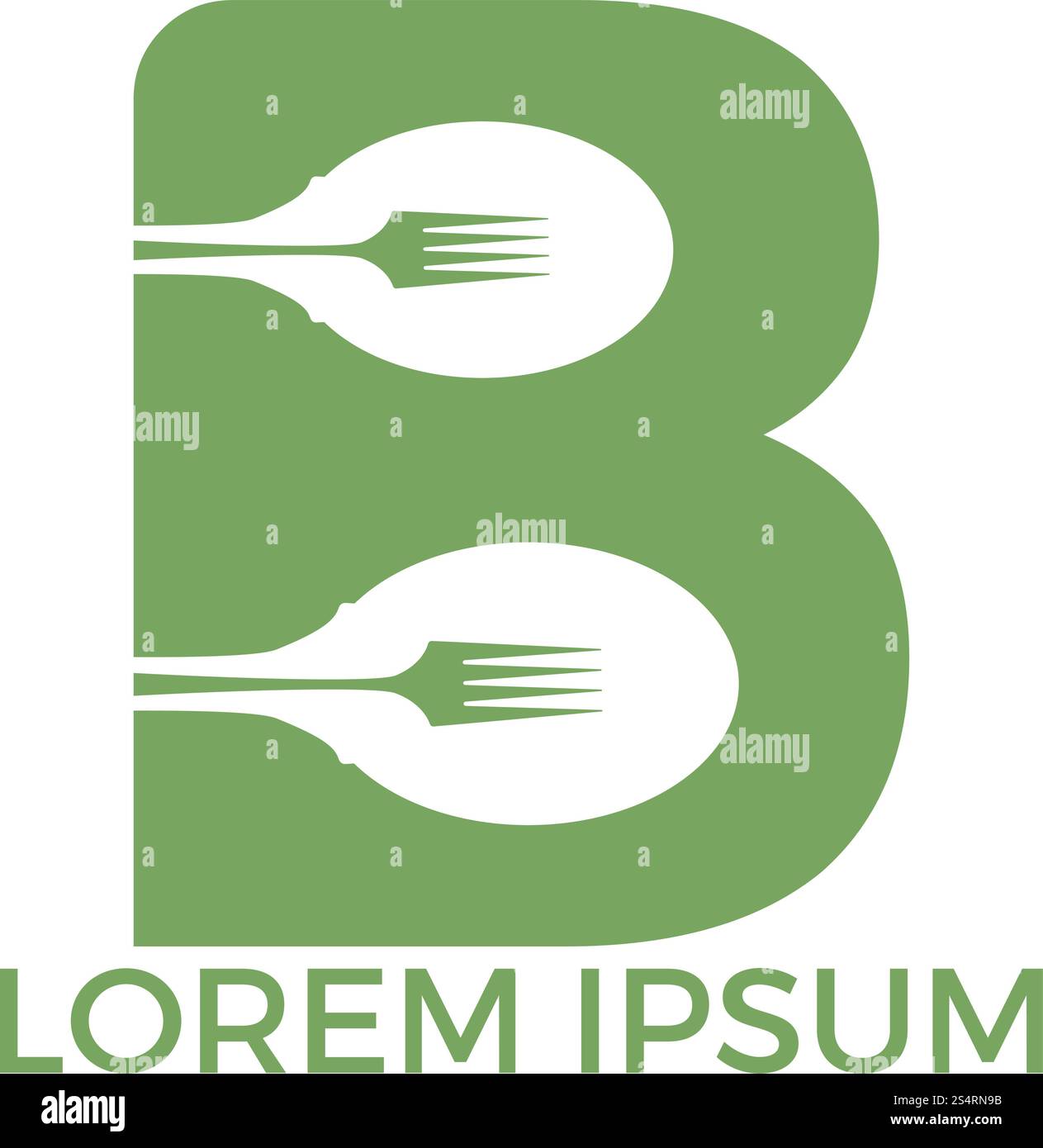 Letter B food logo vector illustration template. Spoon with letter B ...