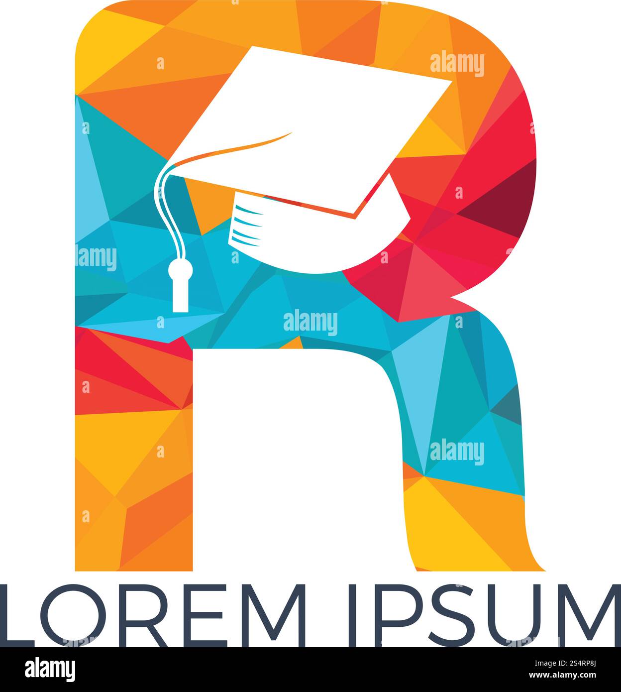 Letter R education logo vector illustration template. Graduation cap ...