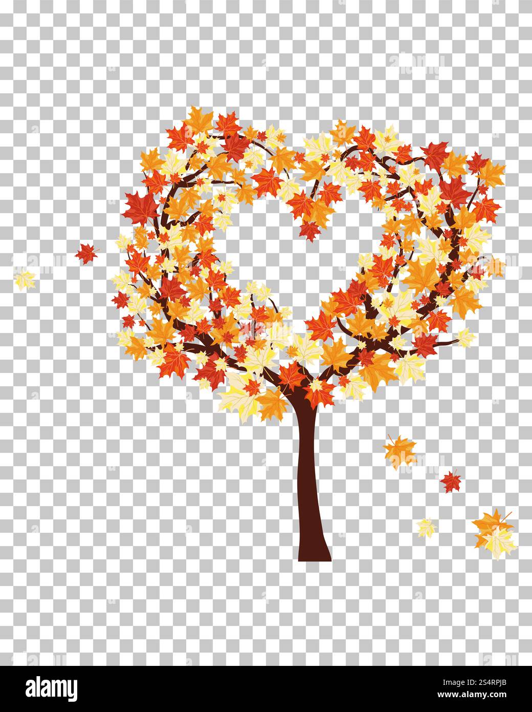 Autumn maples tree with falling leaves. Vector illustration Stock ...
