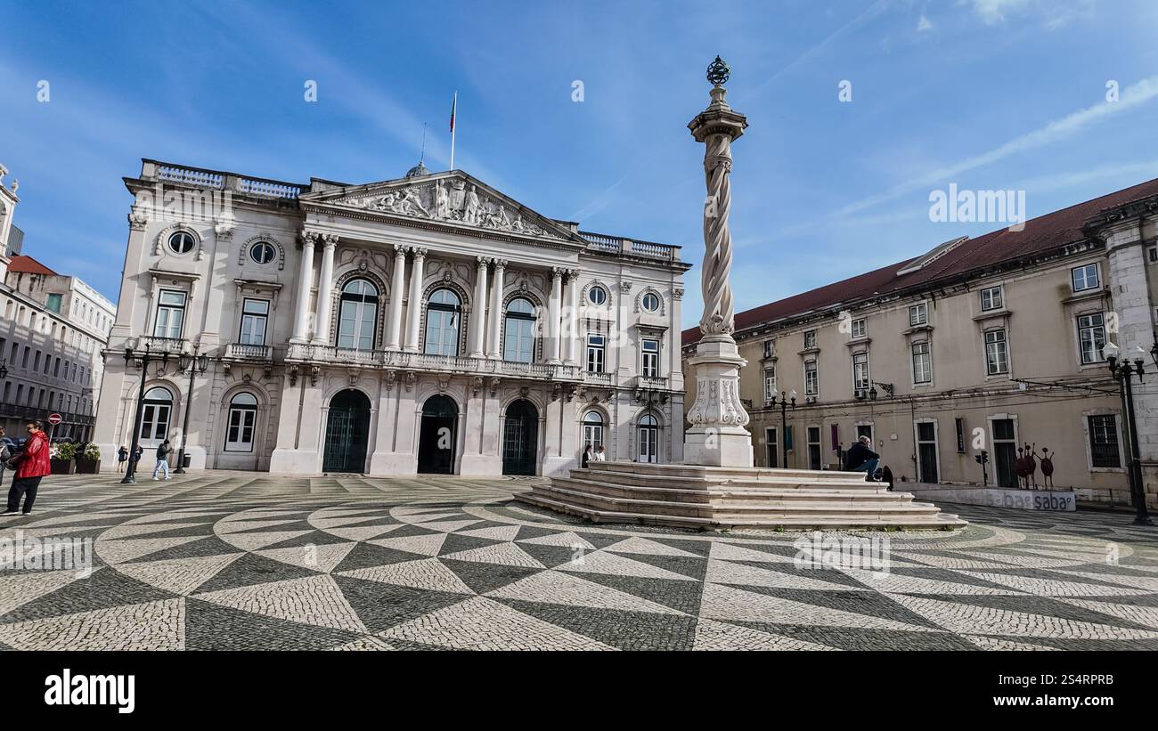 The Pillory of Lisbon (Pelourinho de Lisboa) in the main square and the ...