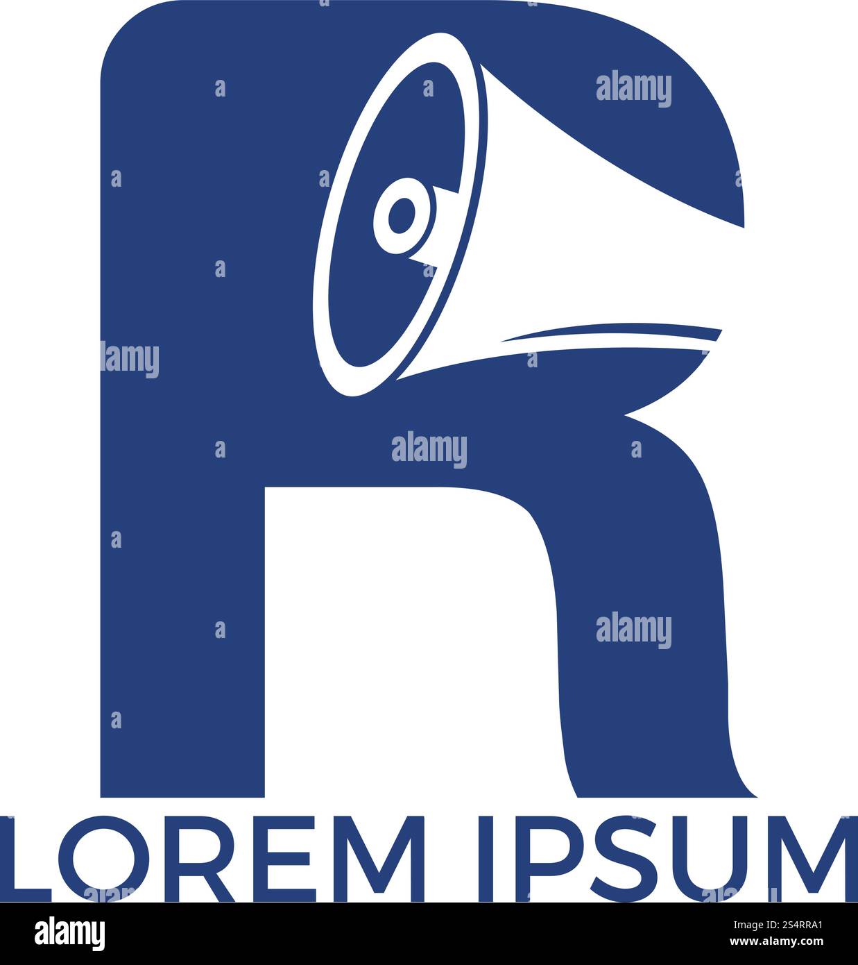 Alphabet R and Megaphone logo design. Loud media logotype icon.Speak up ...